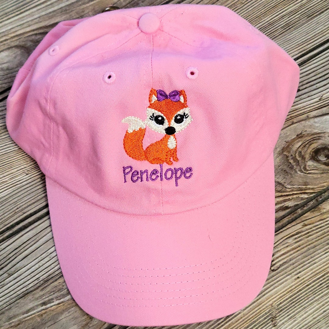 Baby Girl Fox Cap Hat - Girl Fox Embroidered Personalized Name Kids Cap ...