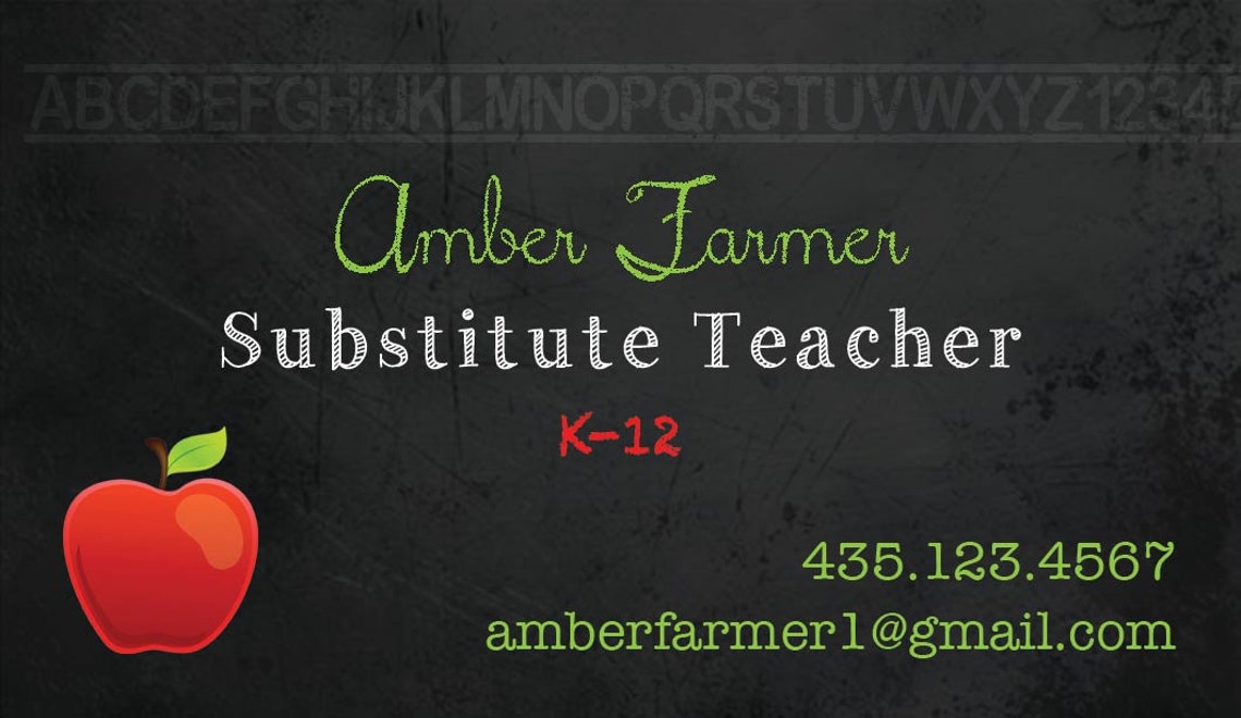 Teacher Business Card PSD Template, Substitute Business Card, Photoshop ...