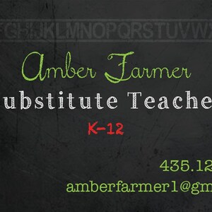 Teacher Business Card PSD Template, Substitute Business Card, Photoshop ...