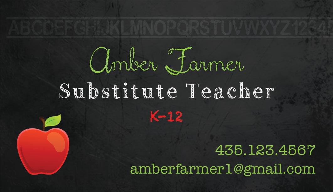 Teacher Business Card PSD Template, Substitute Business Card, Photoshop ...