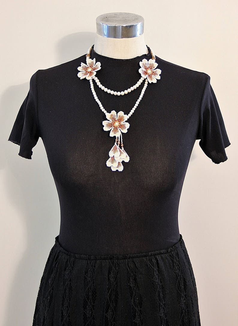 Awesome Autumn Trio, Bead Embroidered Necklace, Bead Woven Flowers ...