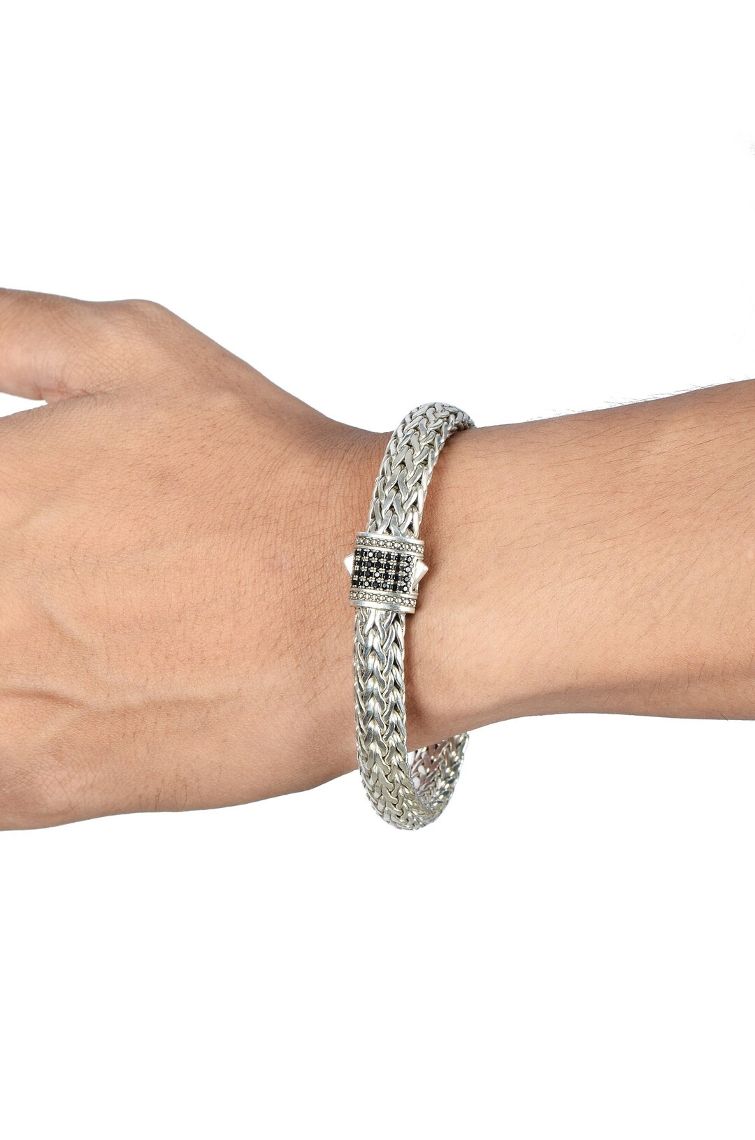 Bali Handmade Signature Dragon Bone Chain Bracelet With Black Onyx ...