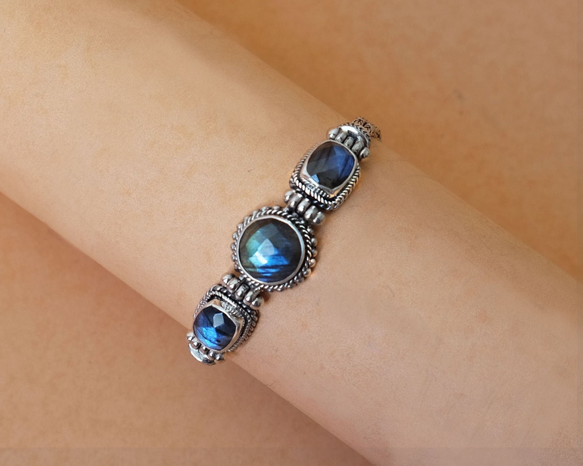 Bali Bracelet for Women With Labradorite Ethnic Bali Silver - Etsy