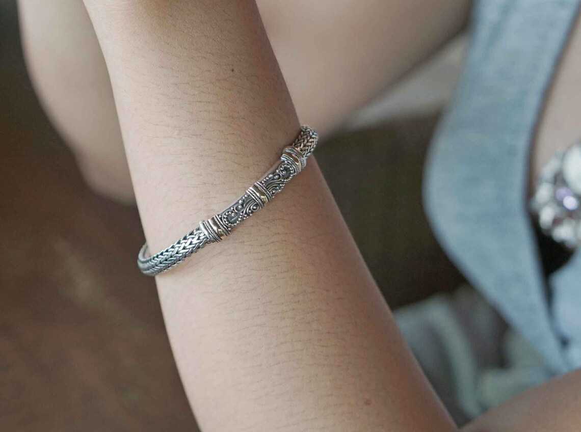 Women Bali Bracelet Byzantine Chain Bali Silver Bangle Chain | Etsy
