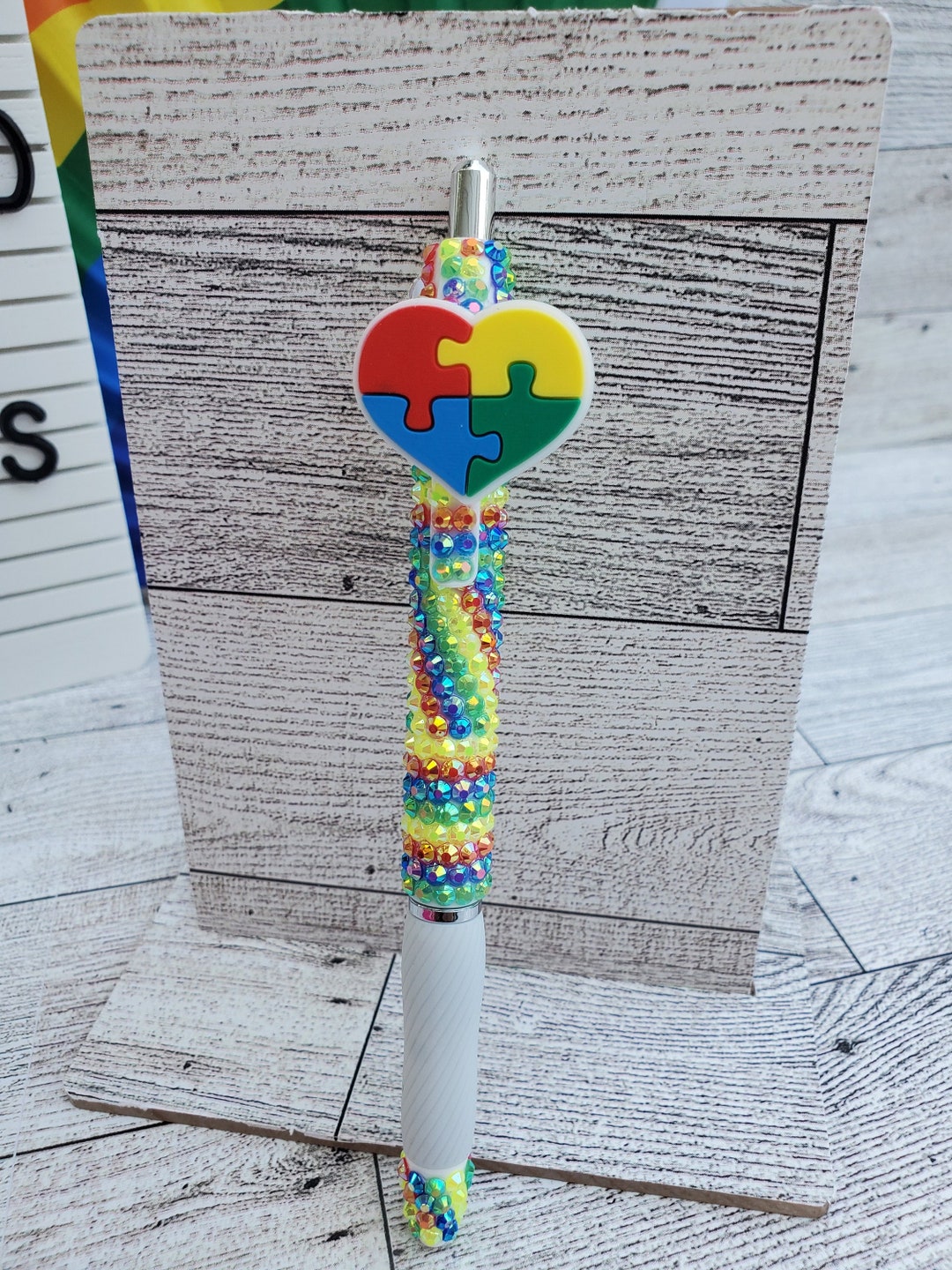 Autism Awareness Rhinestone Pen: Puzzle Heart Gel Pen - Etsy