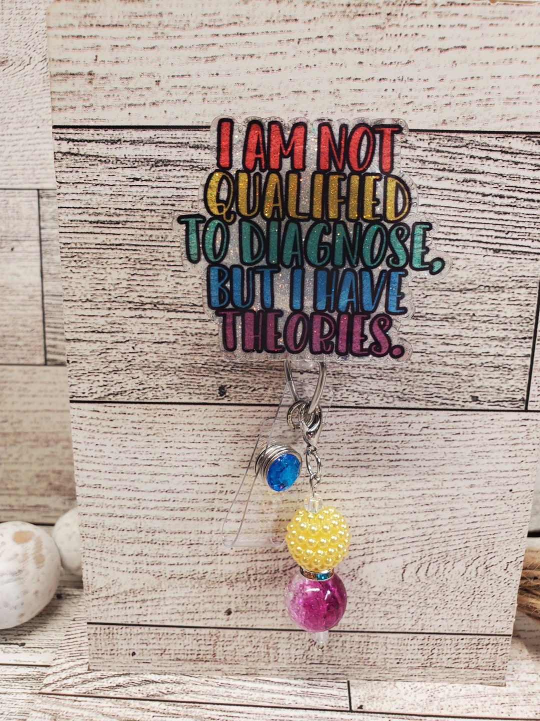 Funny Not Qualified to Diagnose Badge Reel: Glitter Accent - Etsy