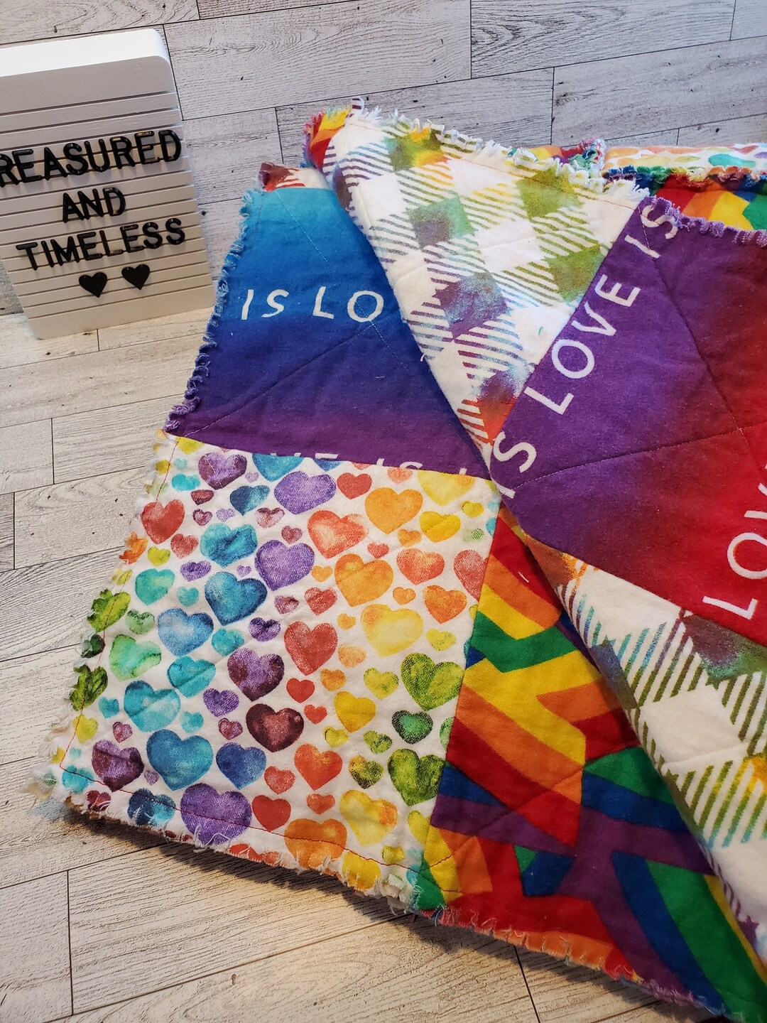 Pride Quilt, Love is Love Blanket, Rainbow Rag Quilt, LGBTQ Throw - Etsy