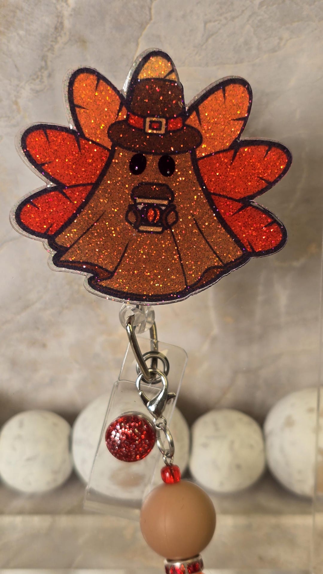 Glitter Turkey Ghost Badge Reel: Fall Thanksgiving Nurse Accessory - Etsy