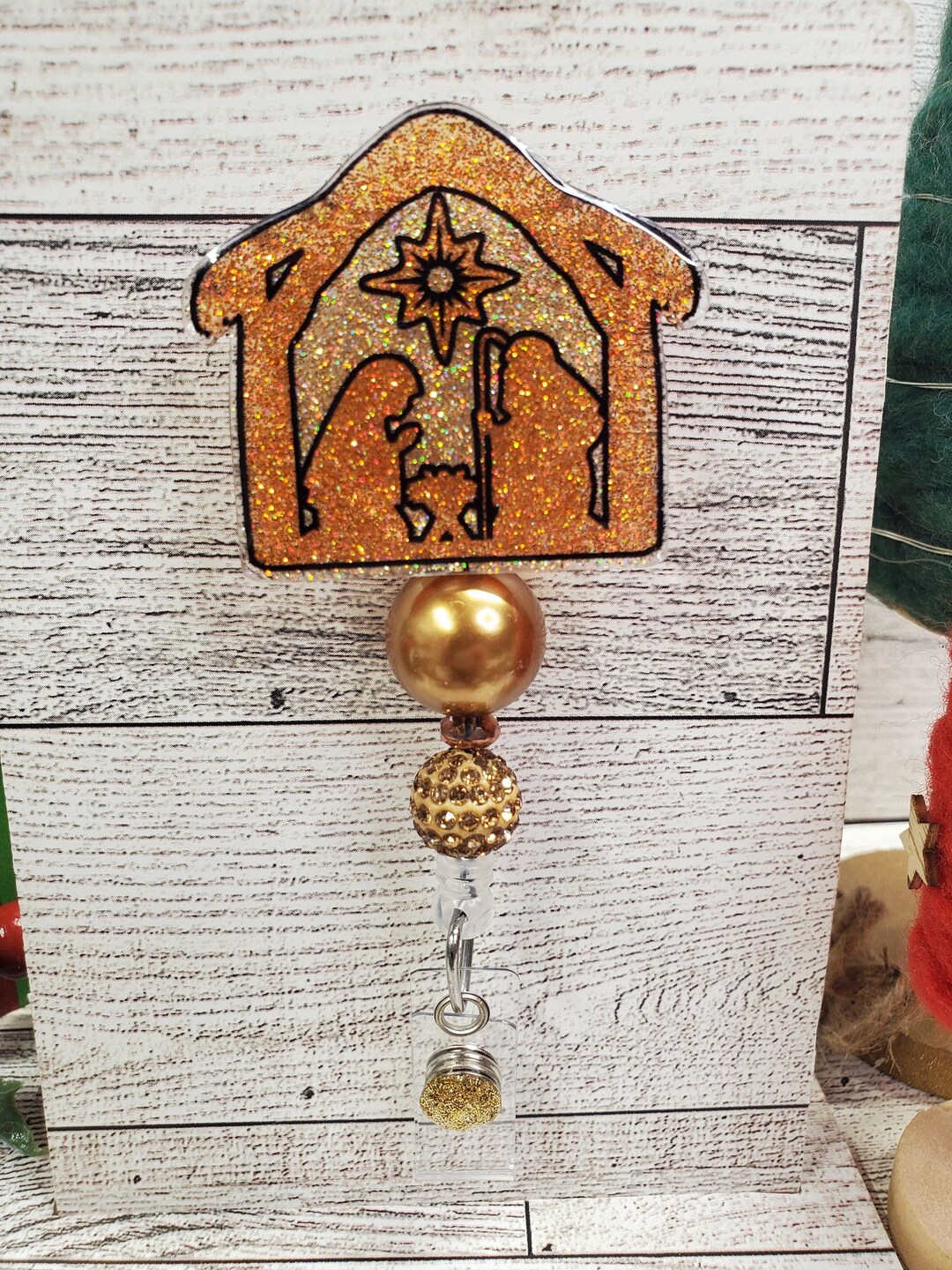 Christmas Nativity Badge Reel: Glitter Holiday ID Holder - Etsy