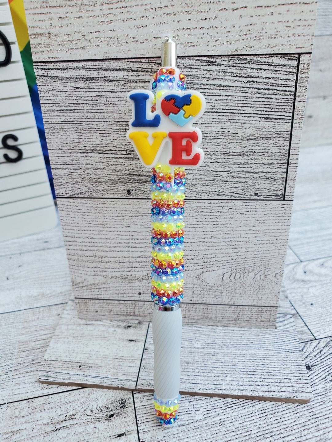 Autism Awareness Rhinestone Pen: Puzzle Piece Charm, Custom Gel Pen - Etsy