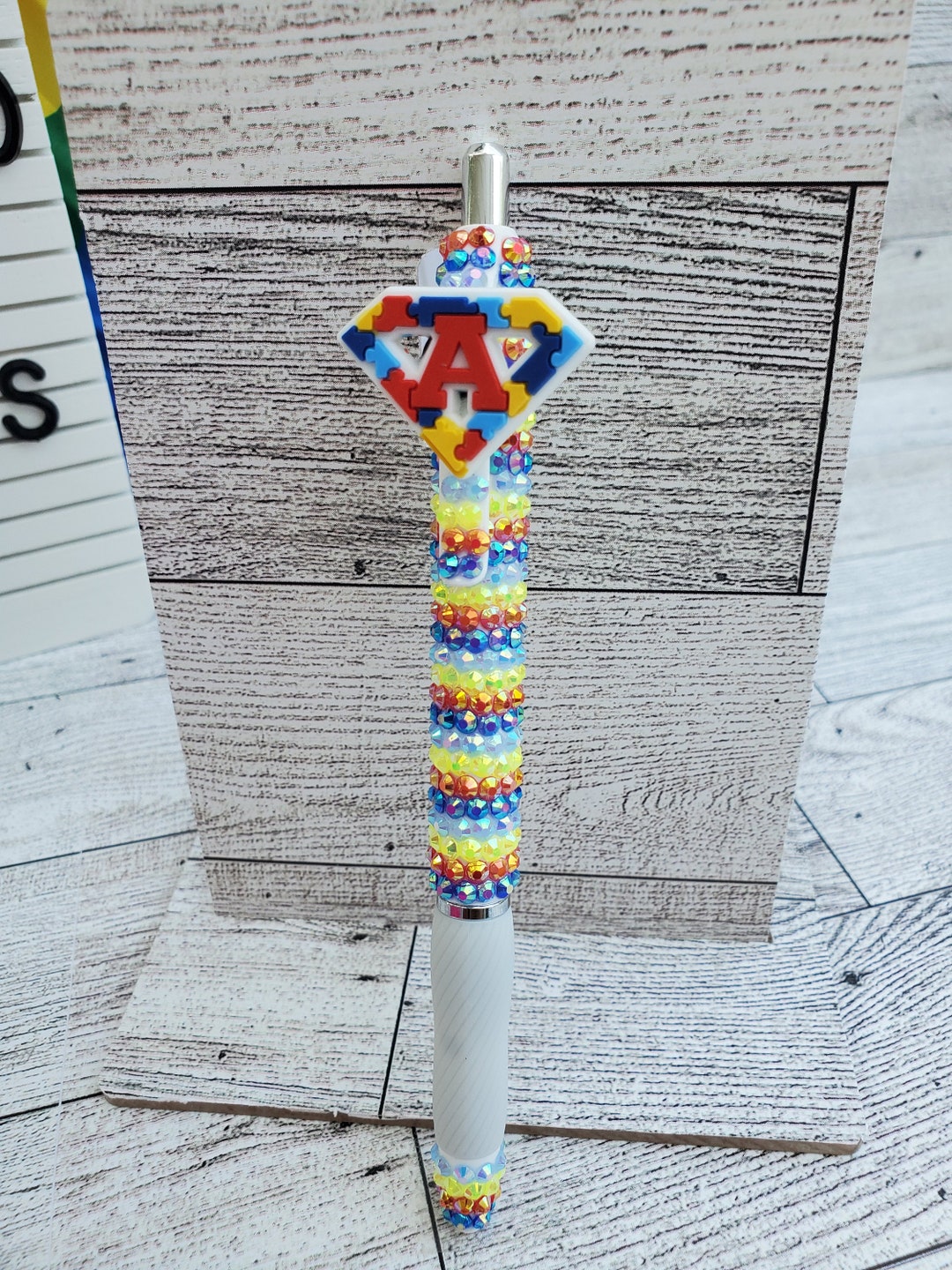 Autism Awareness Rhinestone Gel Pen: Puzzle Piece Charm - Etsy