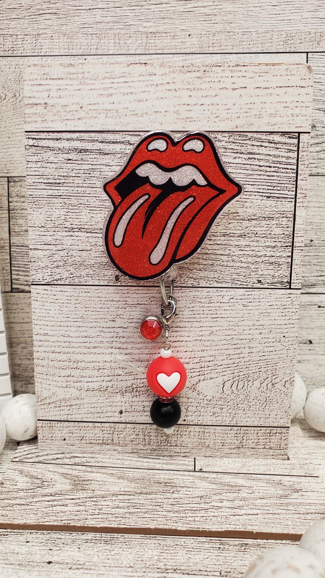 Rolling Stones Tongue Badge Reel: Glitter Mouth, Funny Coworker Gift - Etsy