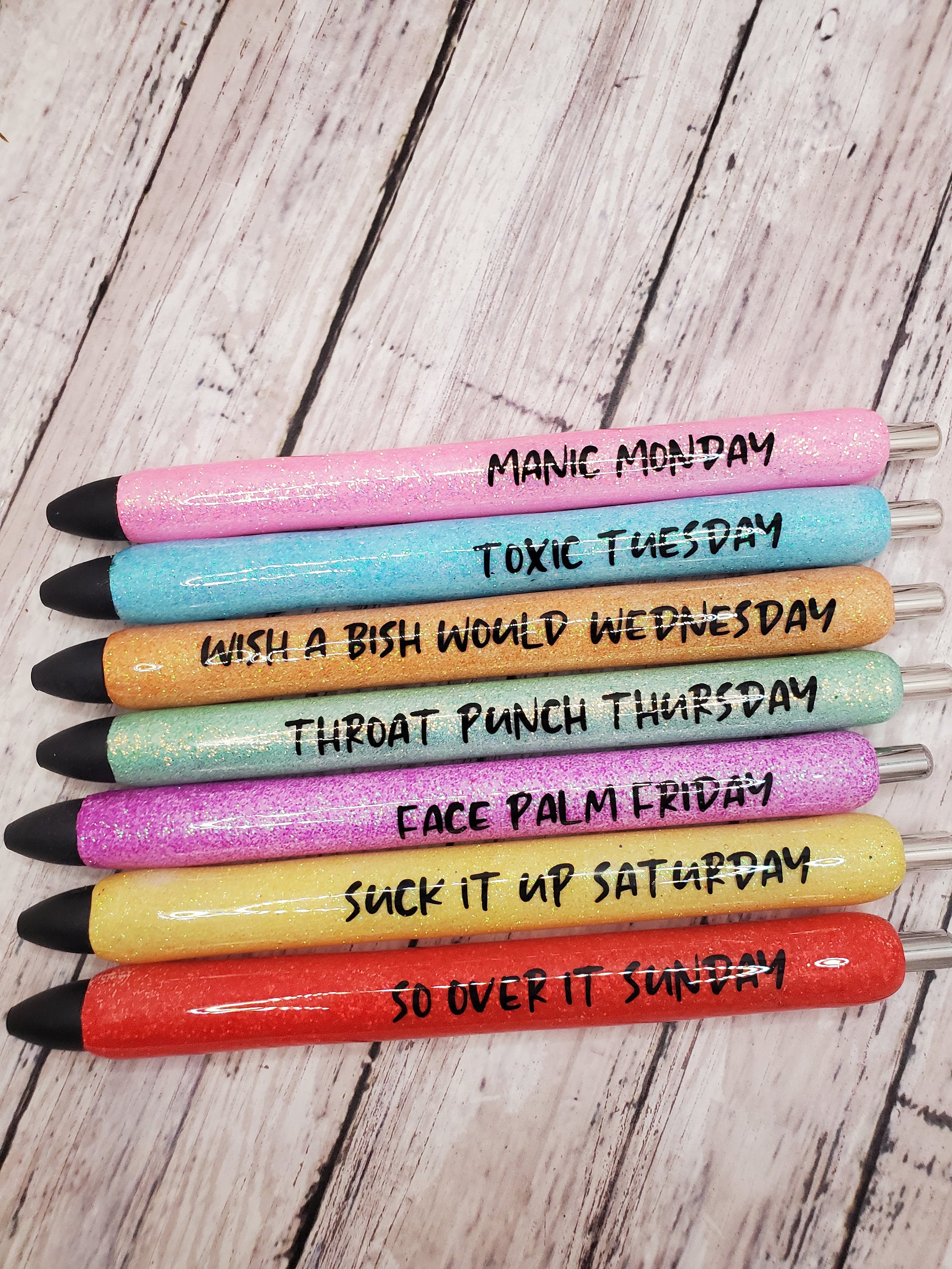 Snarky Pen Set, Naughty Pens, Swear Word Pen Set, Days of the Week Pens ...