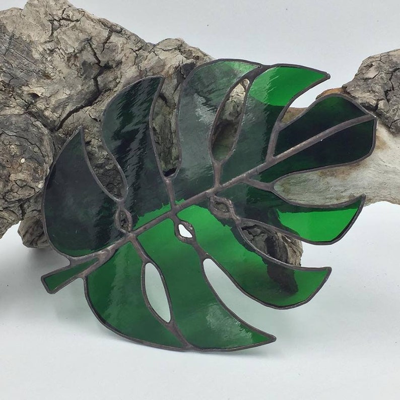 Stained Glass Split Leaf Philodendron Sun Catcher Stained - Etsy