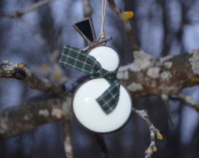 Stained Glass Snowman Glass Snowman Snowman Ornament - Etsy