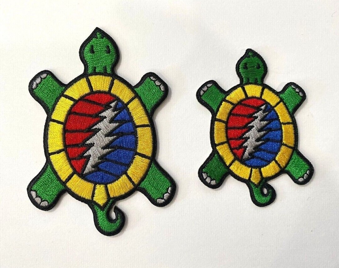 Grateful Dead Terrapin RWB Bolt Turtle - Embroidered Patch, Psychedelic ...