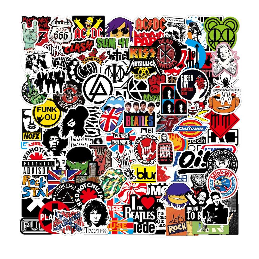100pcs Heavy Metal Rock Band Punk Stickers Metallica, Iron Maiden, Slayer, Misfits Decals Laptop ...