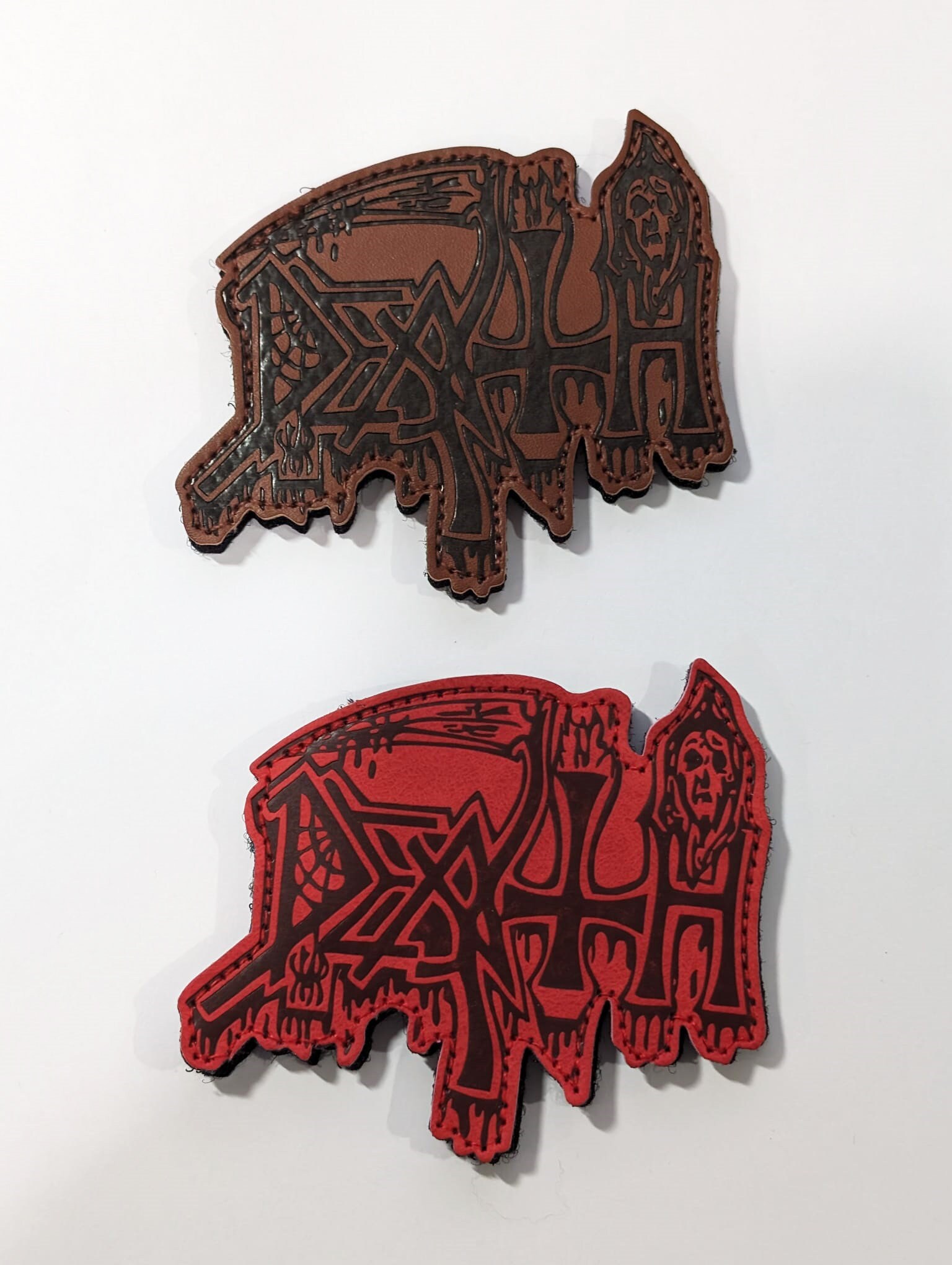 Death Rock Band Logo Cutout Patch 'chuck Schuldiner' Hook and Loop Faux Leather Patch, Metal ...