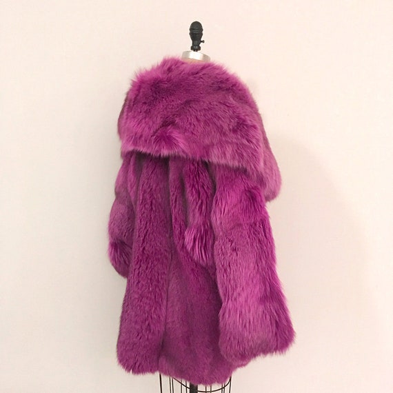 80s Vintage PATRICK KELLY Pink Fox fur coat - Gem