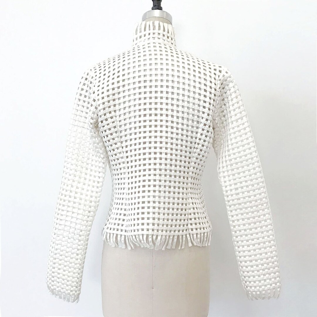 80s Vintage Avant Garde Weave Mesh White Jacket - Etsy