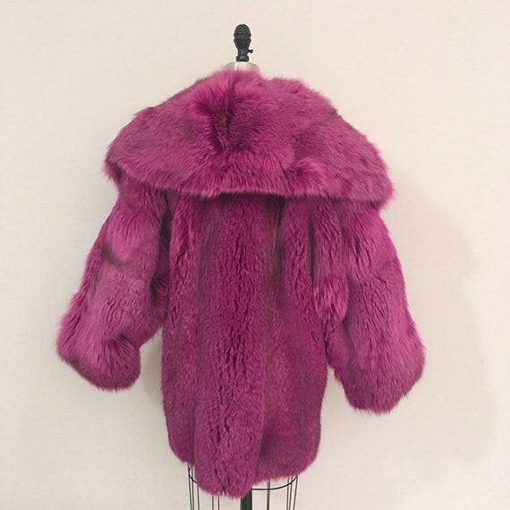 80s Vintage PATRICK KELLY Pink Fox fur coat - Gem