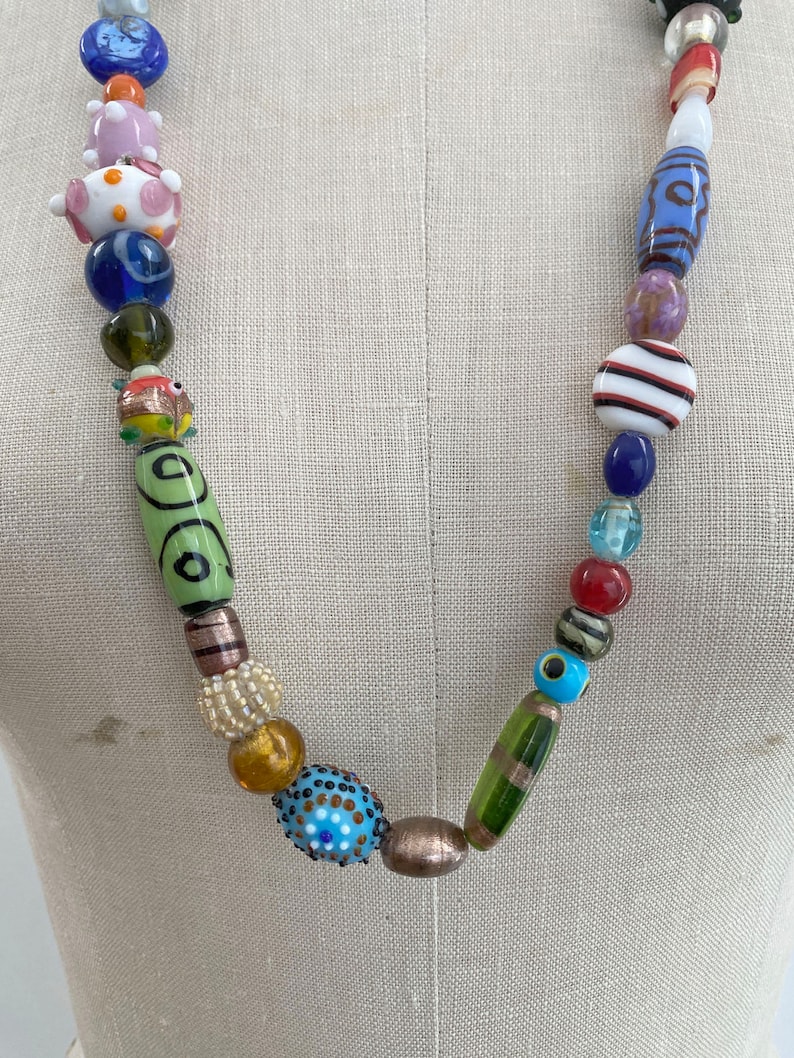 90s Vintage Glass Beads Necklace : Avant Garde Rave - Etsy
