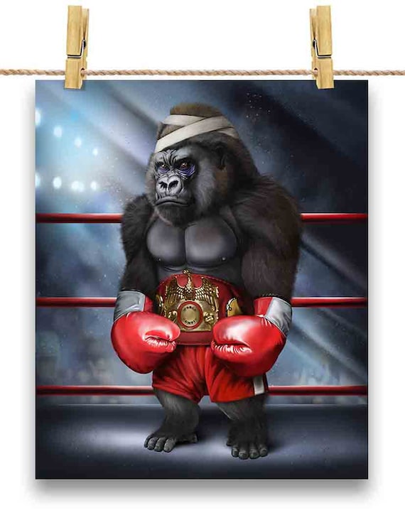 Gorilla as Boxing Champion Custom Poster Print Wall Art | Etsy