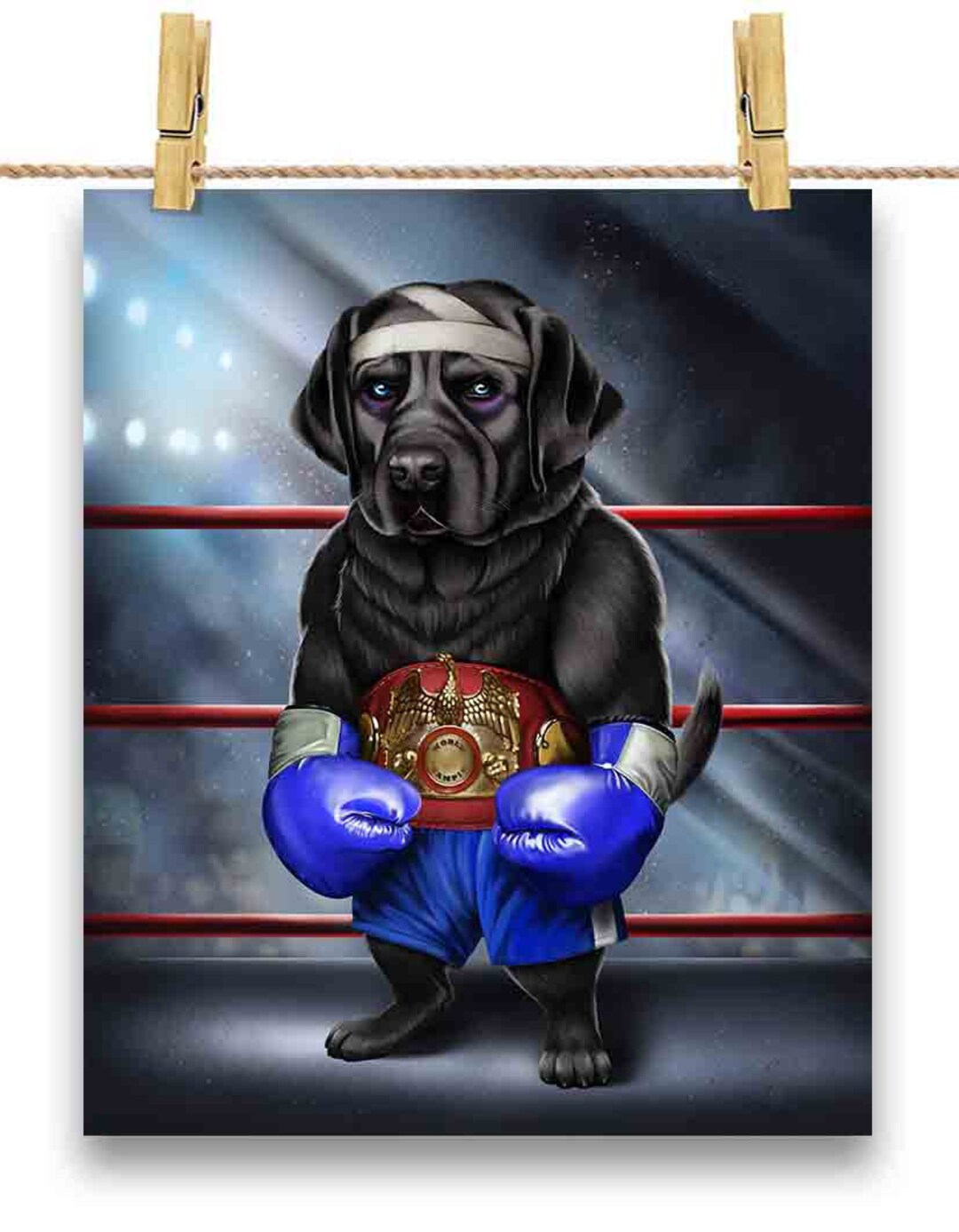 Boxing Champion Black Labrador Retriever Dog Fighter - Poster Print, Wall Art, Home Decor, and ...