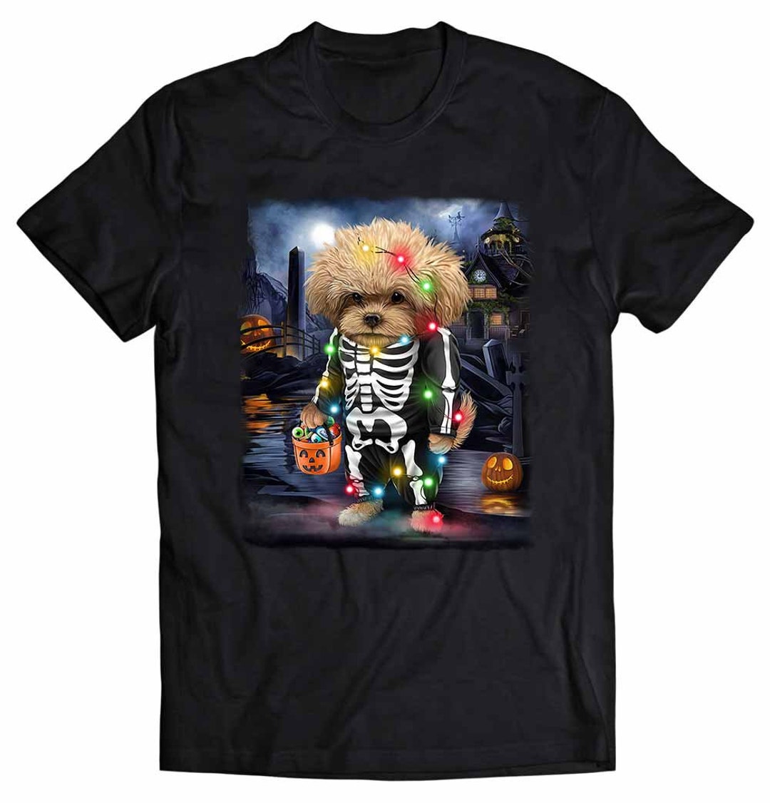 Toy Poodle Dog Dress up in Skeleton Costume for Halloween Party Short ...