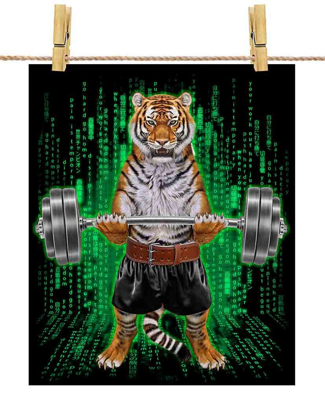 Tiger Weightlifting in Cyber Fitness Gym - Poster Print, Wall Art, Home ...