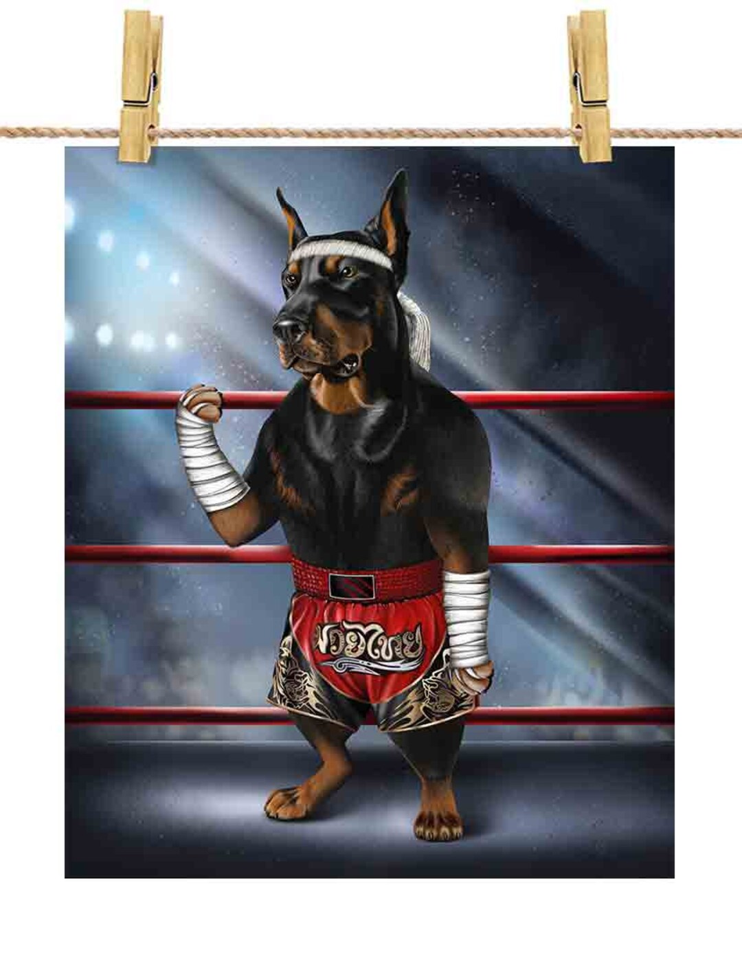 Doberman Pinscher Dog as Muay Thai Boxing Champion Boxer Fighter MMA ...