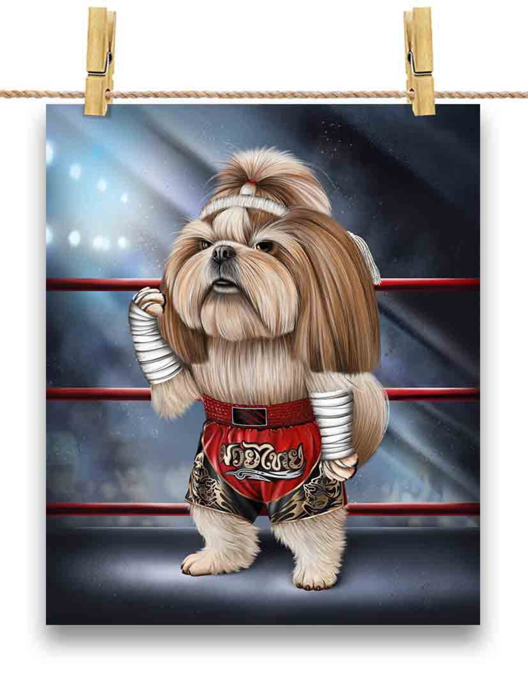Shih Tzu Dog as a Muay Thai Kickboxing Fighter - Poster Print, Wall Art ...