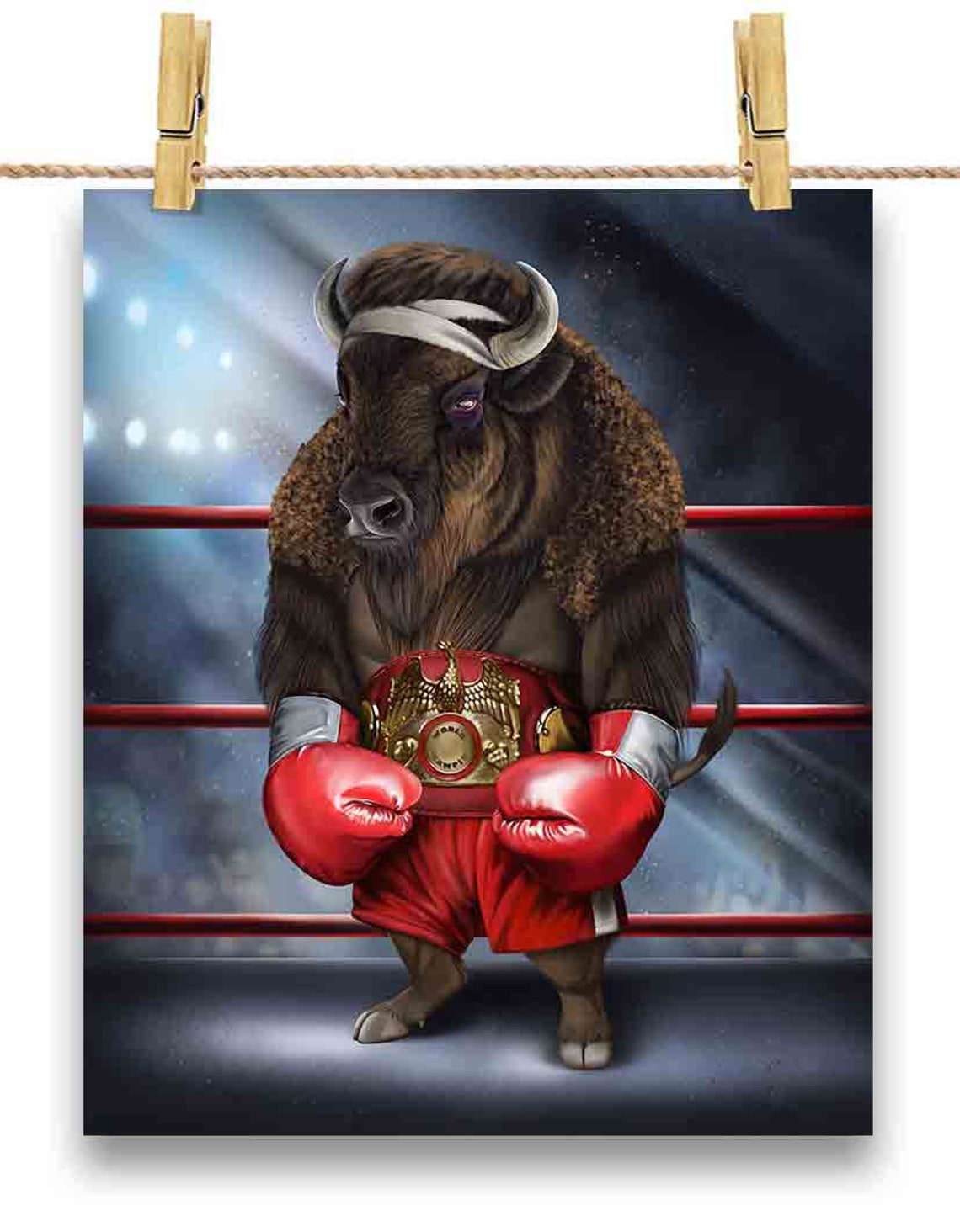 Bison Buffalo Bull as Boxing Champion Boxer MMA Custom | Etsy