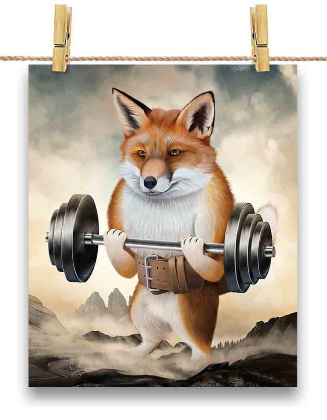 Foxes Muscle Training Weightlifting - Poster Print, Wall Art, Home ...