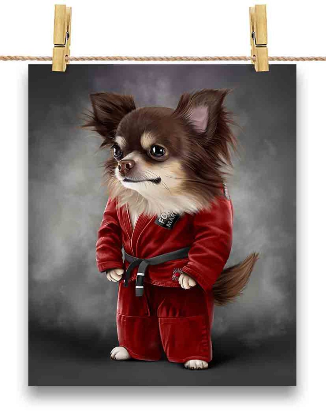Chocolate Chihuahua Dog Martial Artist in Red Judogi: Judo & Karate ...