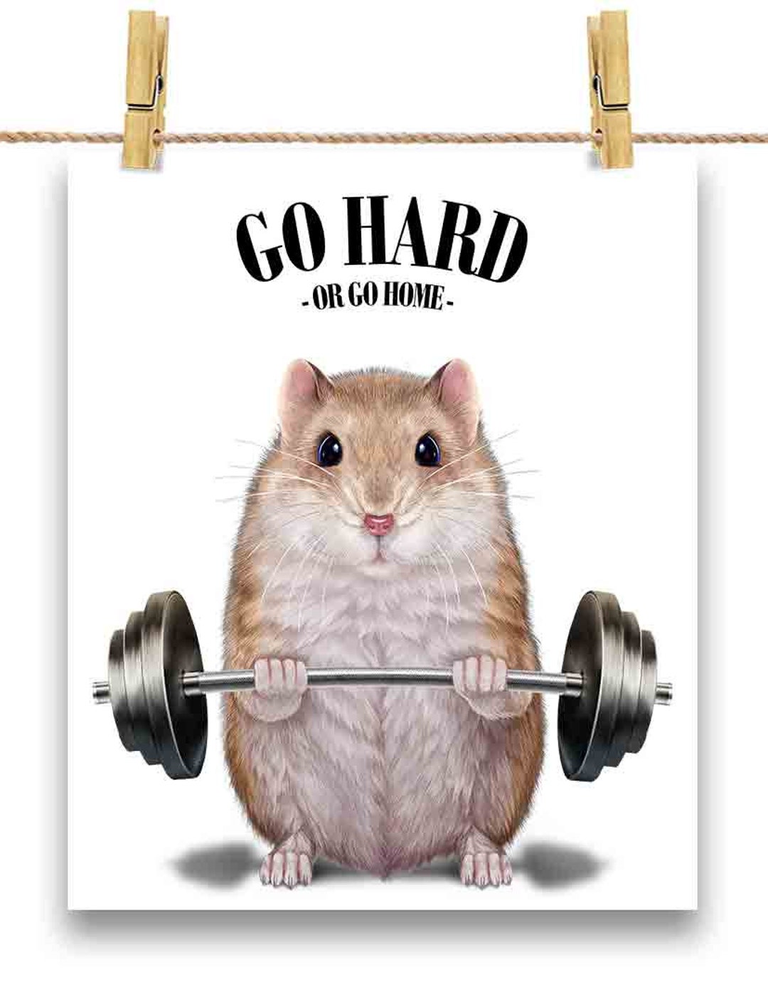 Dwarf Hamster Weightlifting in Fitness Gym - Poster Print, Wall Art ...