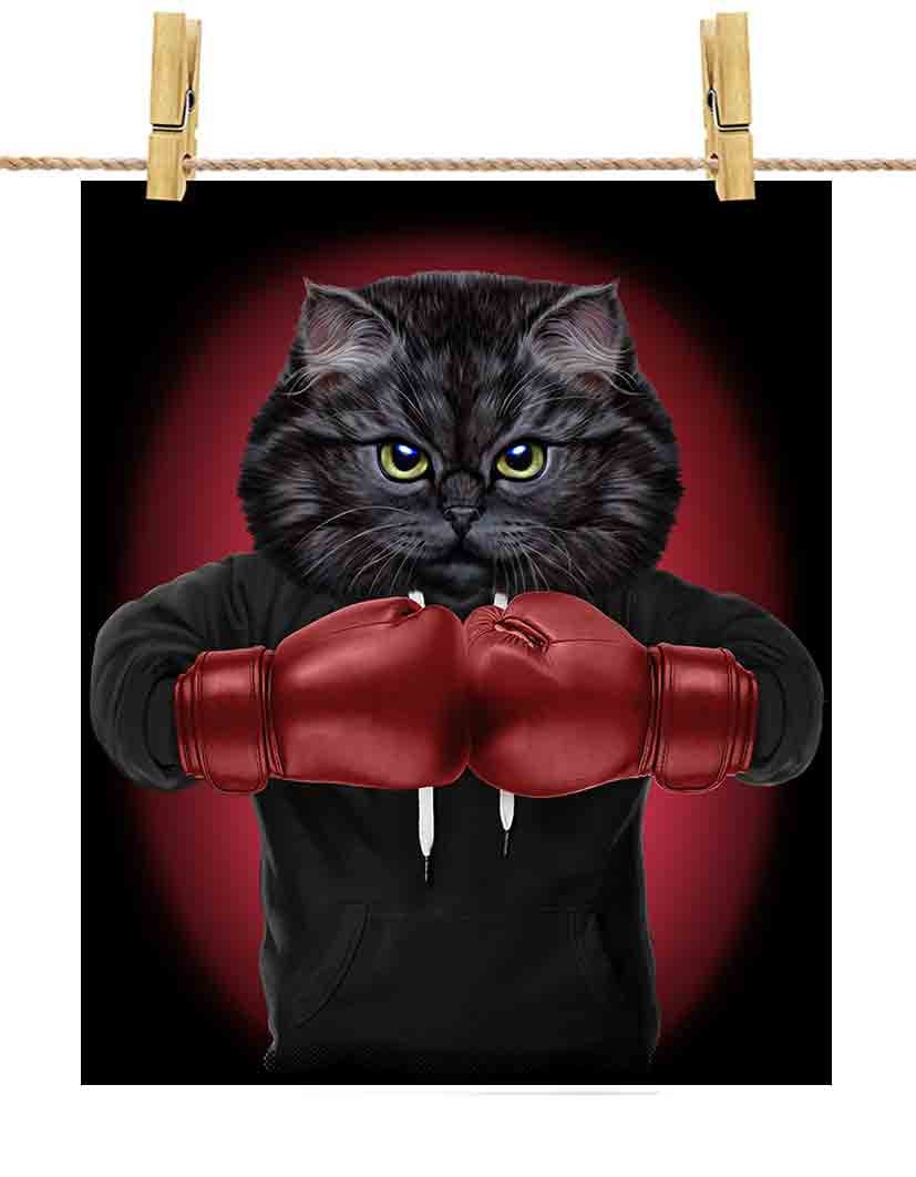 Fluffy Cat as Boxing Champion in Boxer Gloves Custom Poster | Etsy