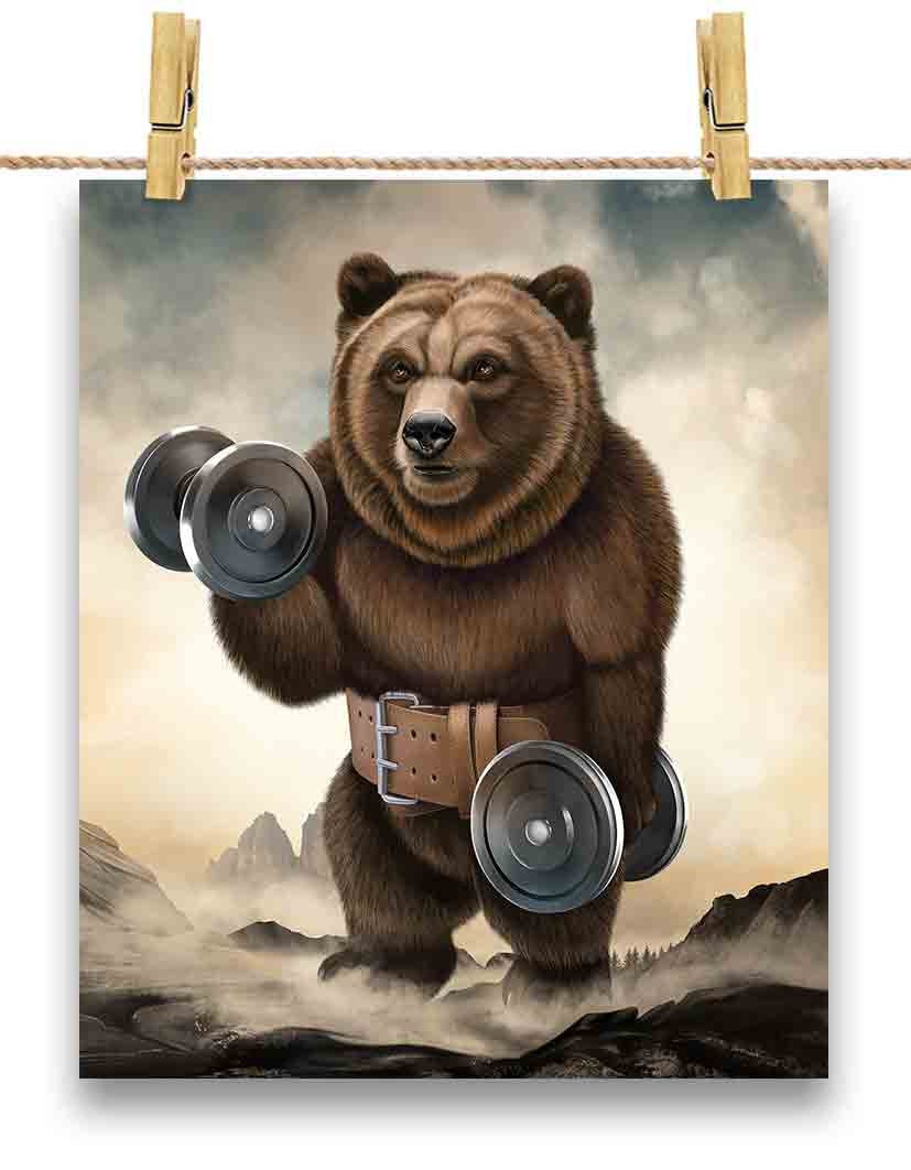 Weight Lifting Bear Bear Bodybuilder Weight Lifting Gym Workout Sports