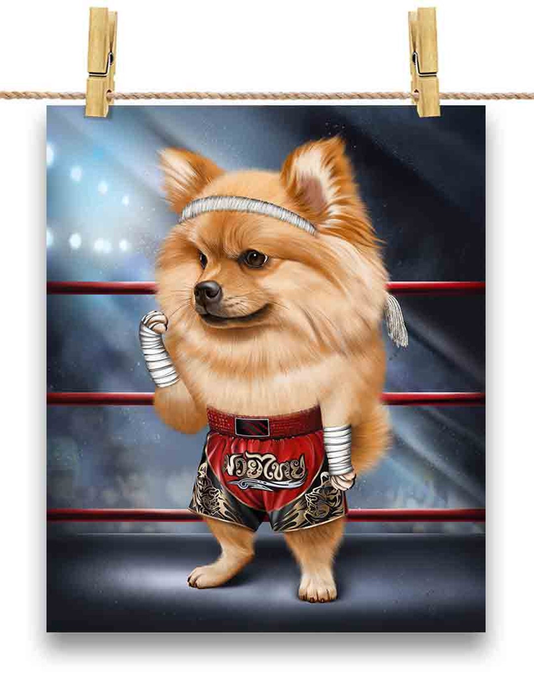 Orange Pomeranian Dog as a Muay Thai Kickboxing Fighter - Poster Print ...