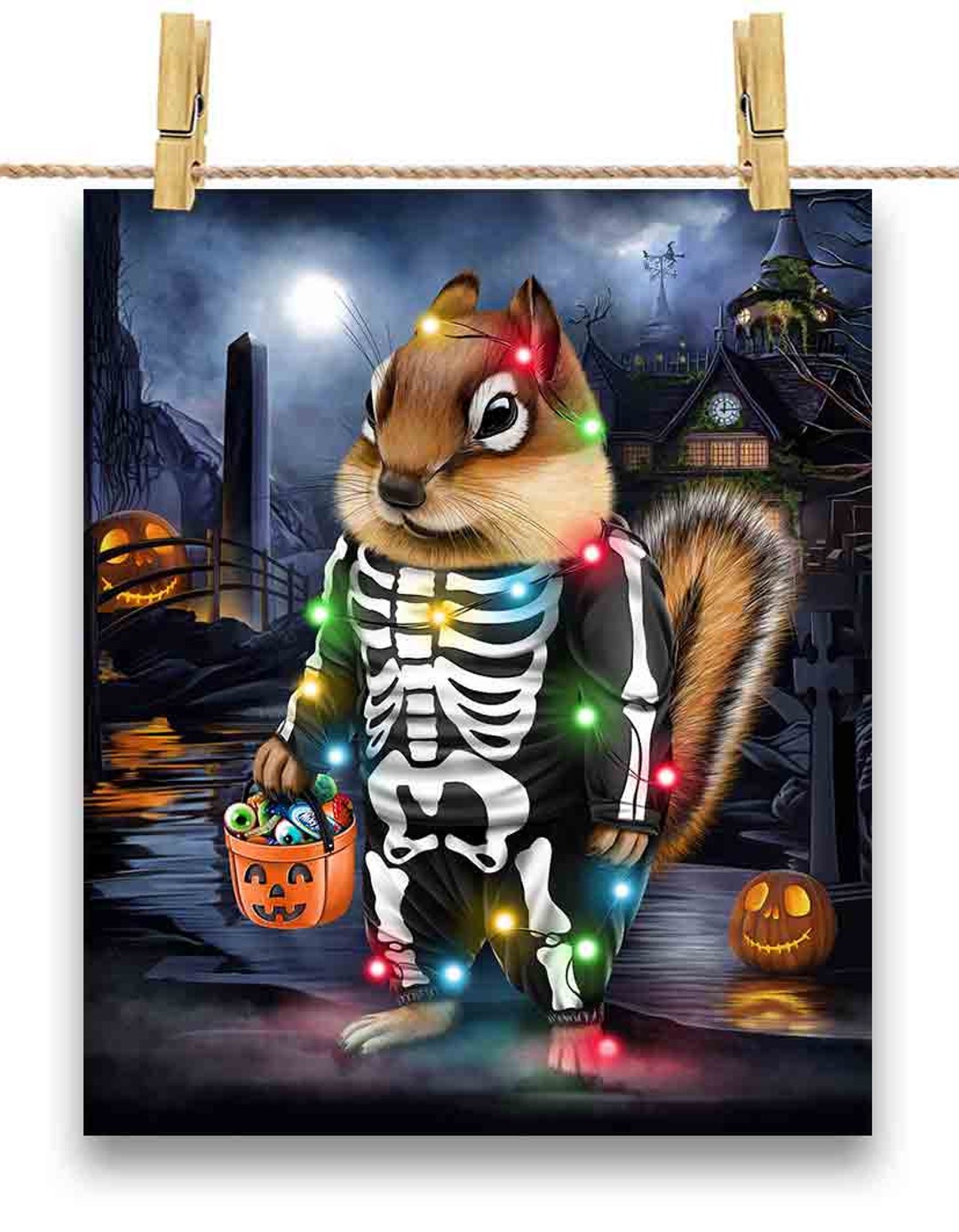 Squirrel Chipmunk in Skeleton Costume: Halloween Party Dress-up ...