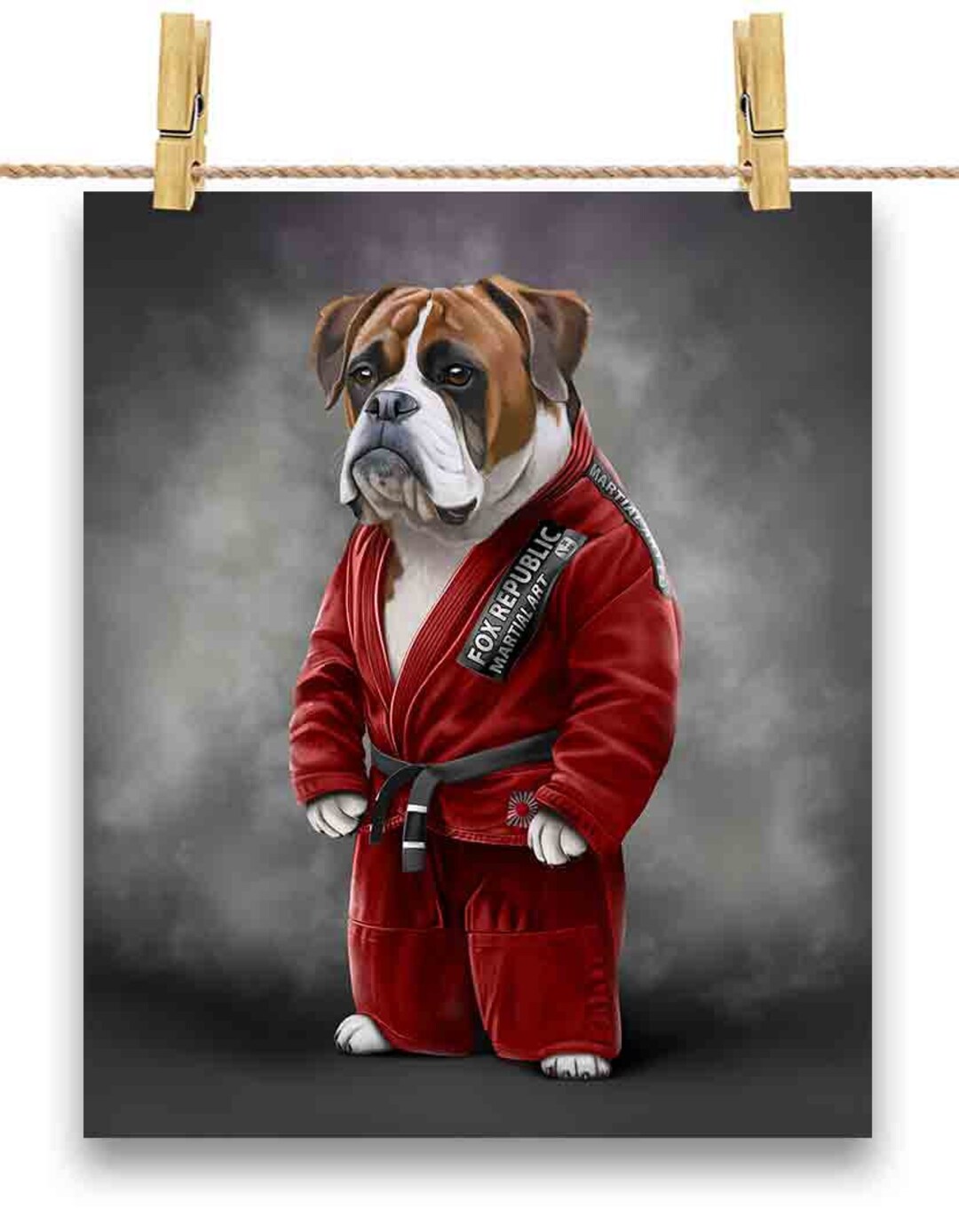 Boxer Dog Martial Artist in Red Judogi: Judo & Karate - Poster Print ...
