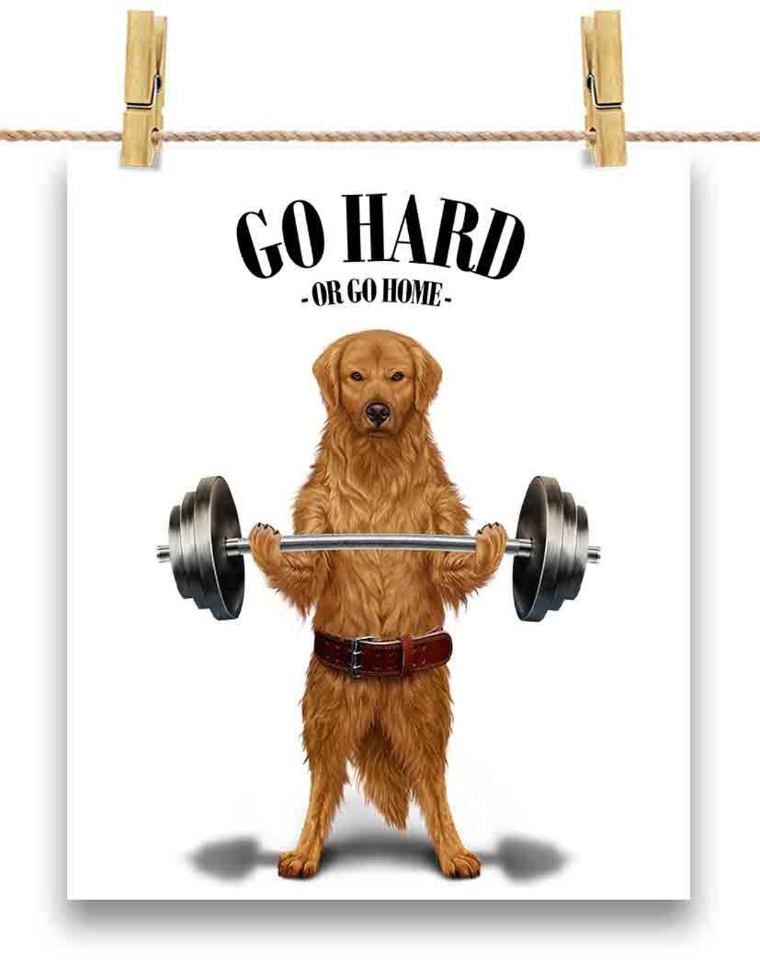 Golden Retriever Dog Weightlifting in Fitness Gym Custom - Etsy