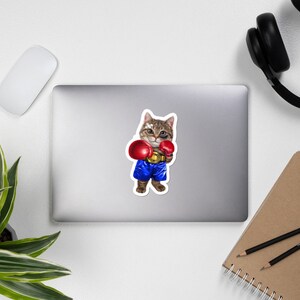 Tabby Cat as Boxer, Boxing Champion - Bubble-free Stickers, Laptop ...