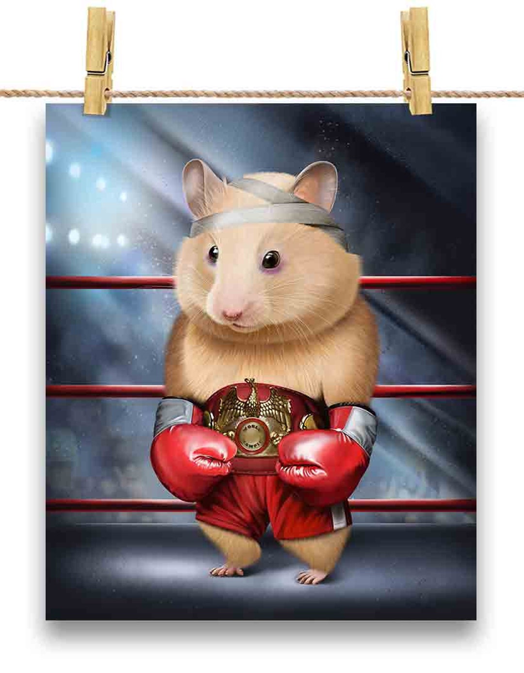 Hamster as Boxing Champion Boxer Fighter MMA - Poster Print, Wall Art ...
