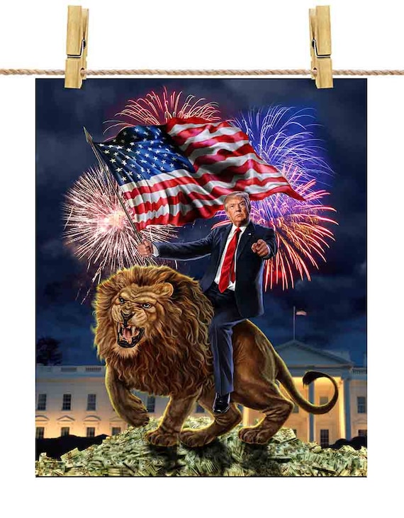 USA President Donald Trump on Vicious Lion Custom Poster | Etsy