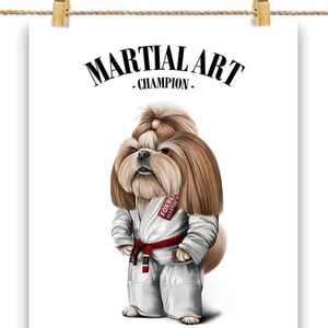Shih Tzu Dog Martial Artist in White Judogi: Judo & Karate - Poster ...