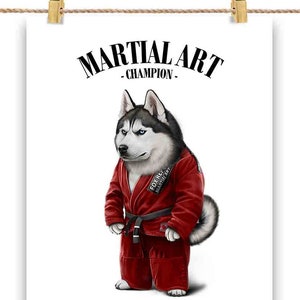 Siberian Husky Dog Martial Artist in Red Judogi: Judo & Karate - Poster ...