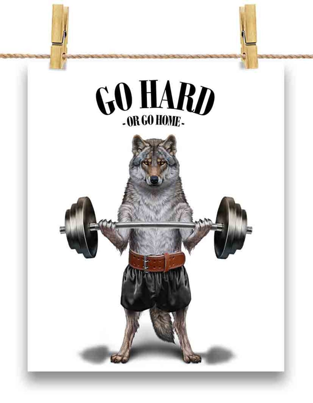 Wolf Weightlifting in Fitness Gym - Poster Print, Wall Art, Home Decor ...