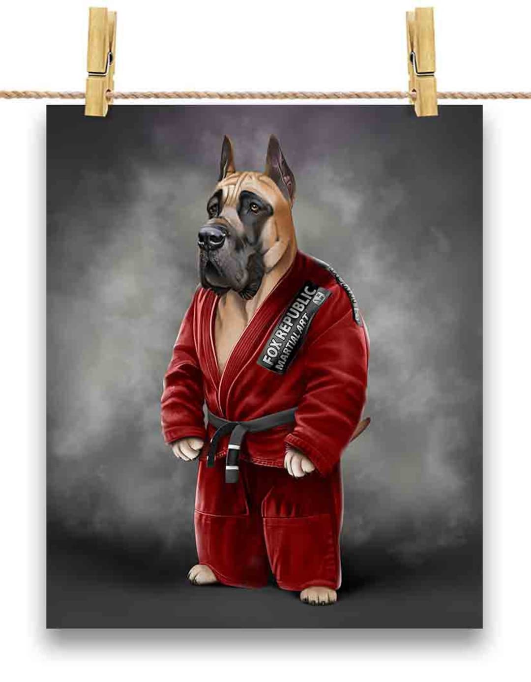 Fawn Great Dane Dog Martial Artist in Red Judogi: Judo & Karate ...