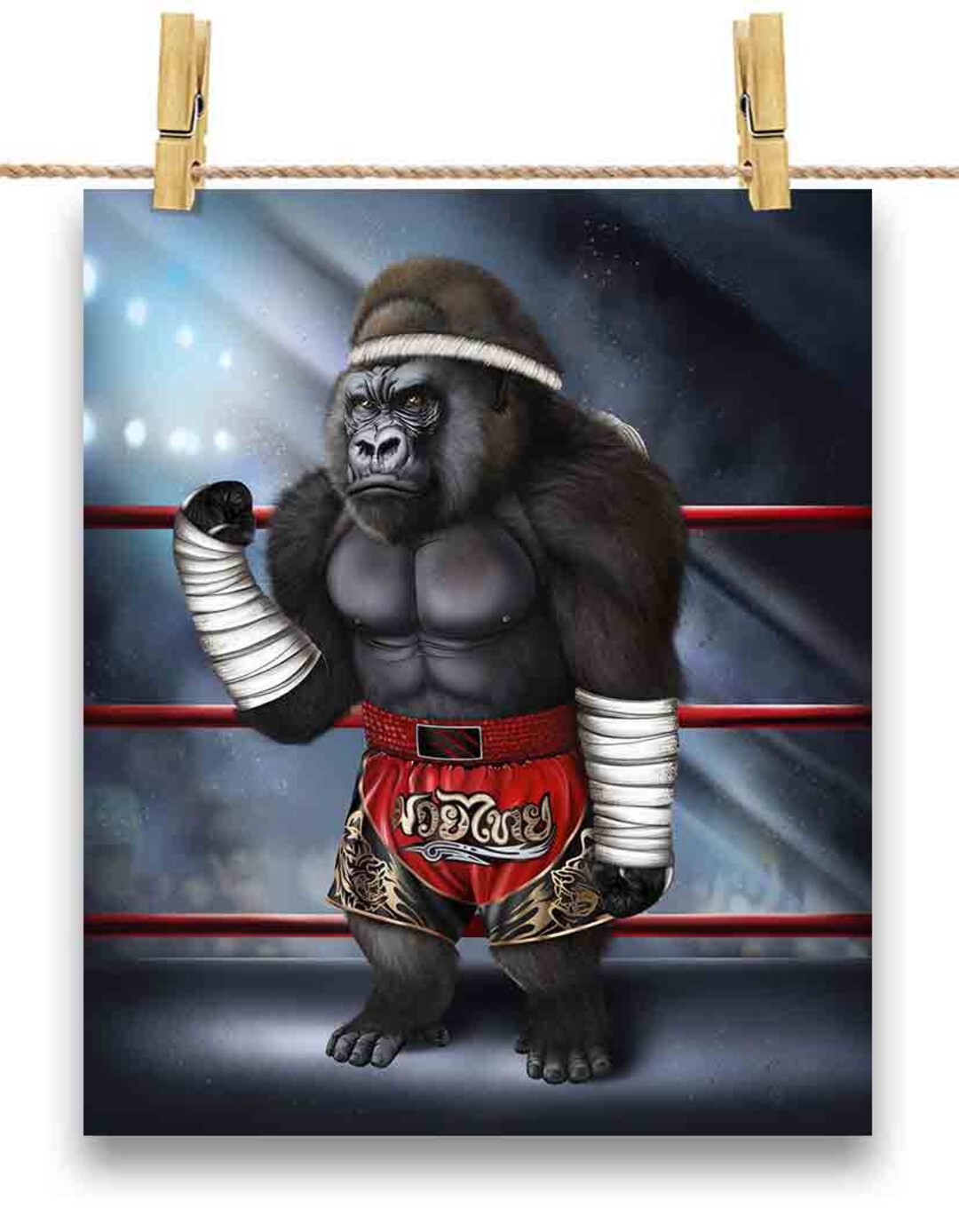 Gorilla as Muay Thai MMA Champion Custom Poster Print Wall - Etsy